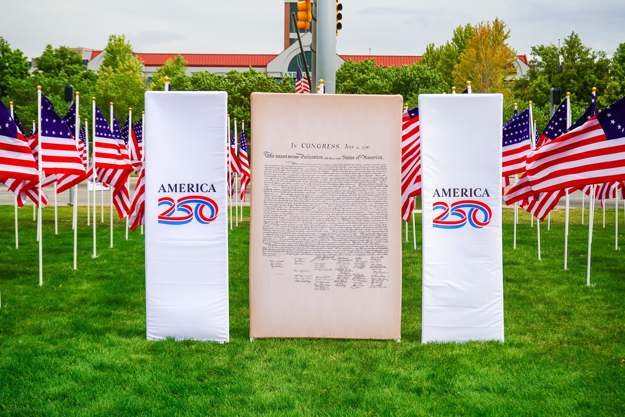 Declaration of Independence Vertical Banner Display – Colonial Flag