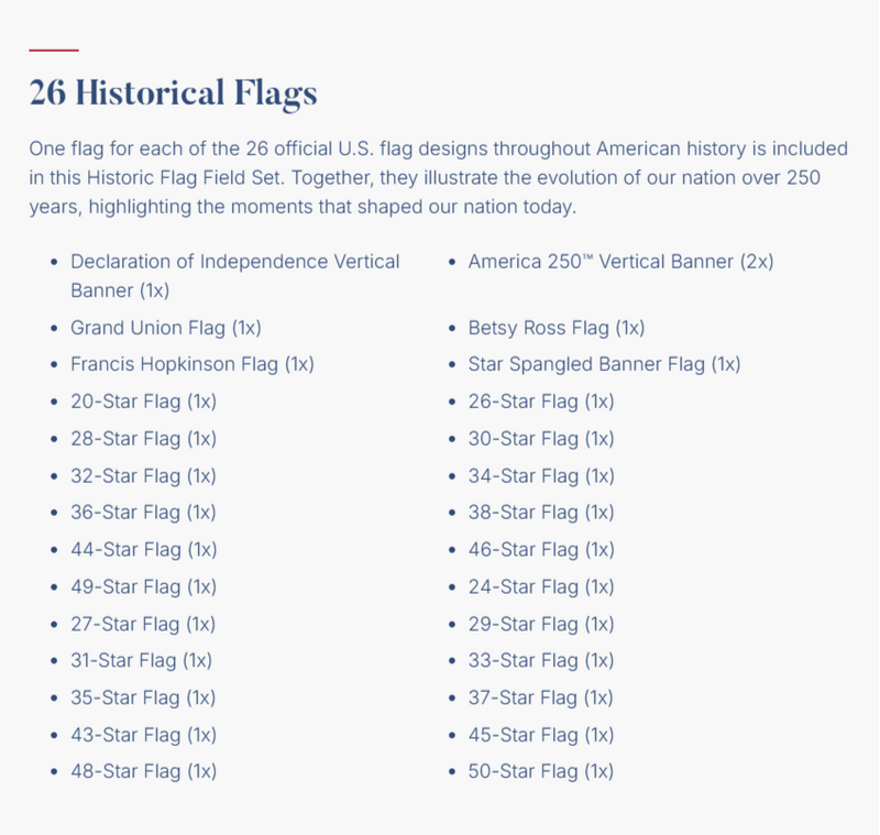 26 Historic Flag Set – Colonial Flag