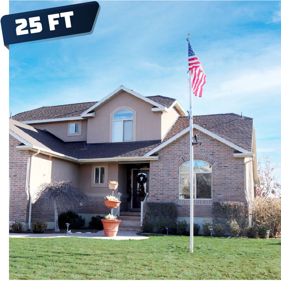 25 ft. Residential Flagpole | External Halyard Flagpole – Colonial Flag